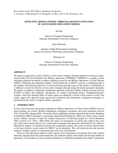 pdf effective crowd control through adaptive evolution of agent based simulation models