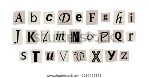 Vector Ransom Font Letters Cutouts Newspaper Stock Vector Royalty Free