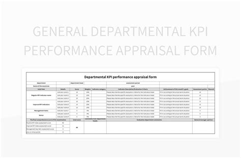 Free Kpi Performance Appraisal Form Templates For Google Sheets And