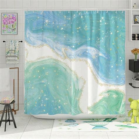 Завеса за баня Cadet Blue Marble Lilac Shower Curtain olele bg