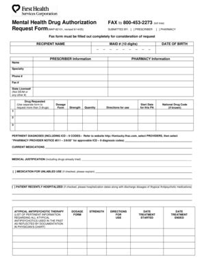 Fillable Online Chfs Ky TRICARE For Life Mental Health Authorization