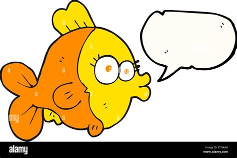 Lustige Freihand Gezeichnete Rede Blase Cartoon Fisch Stock