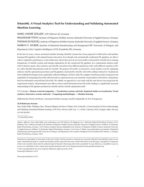 pdf xautoml a visual analytics tool for understanding and validating automated machine learning