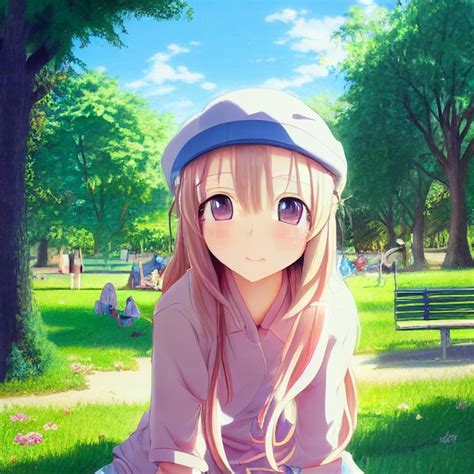 Premium Photo Woman Portrait In The Park Anime Or Manga Style