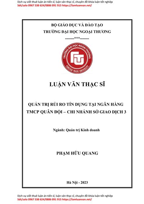 QUẢN TRỊ RỦI RO TÍN DỤNG TẠI NGÂN HÀNG TMCP QUÂN ĐỘI CHI NHÁNH SỞ