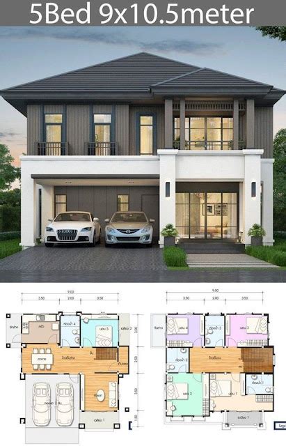 Koleksi Desain Denah Rumah 2 Lantai Lengkap Dengan Tampak Arsitur Studio