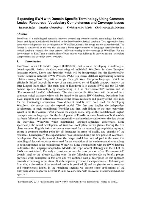 pdf expanding ewn with domain specific terminology using common lexical resources vocabulary