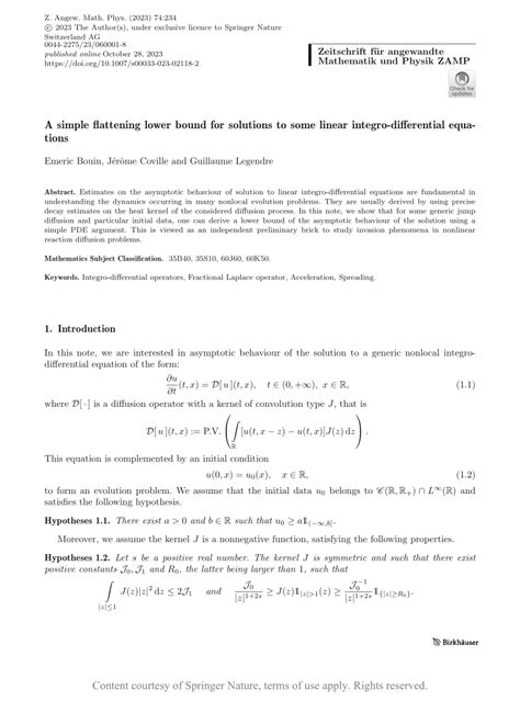 a simple flattening lower bound for solutions to some linear integro differential equations