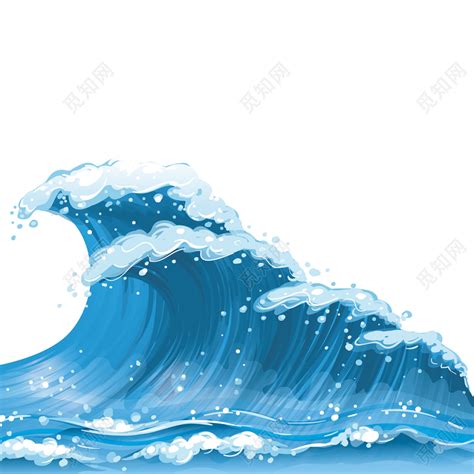 简约蓝色浪花水浪水花素材免费下载 觅知网