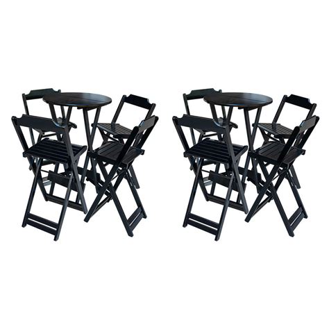 Kit 2 Jogos de Mesa Bistrô de Madeira 4 Cadeiras Dobrável Ideal