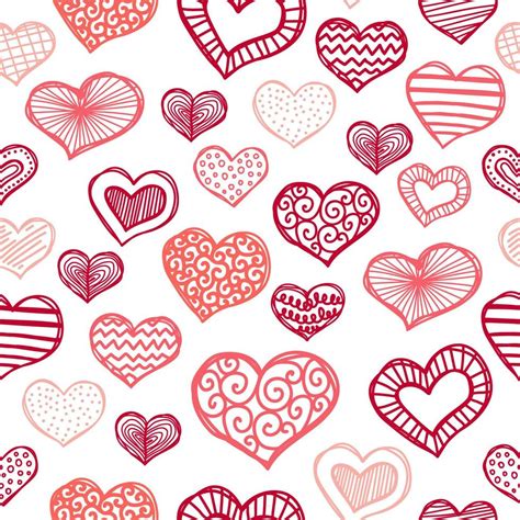 Seamless Pattern With Valentine Hearts Sketch Drawing For Your Design