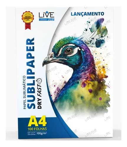 Papel Livesub Sublimático Dry Fast A4 100 Folhas 100g Parcelamento