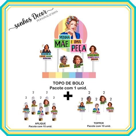 Topo De Bolo Minha M E Uma Pe A Topper De Docinho Aplique Para