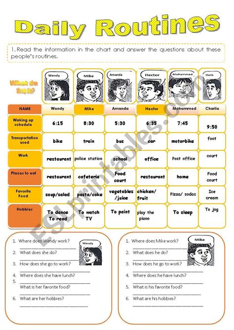 Daily Routines Esl Worksheet By Ariangie