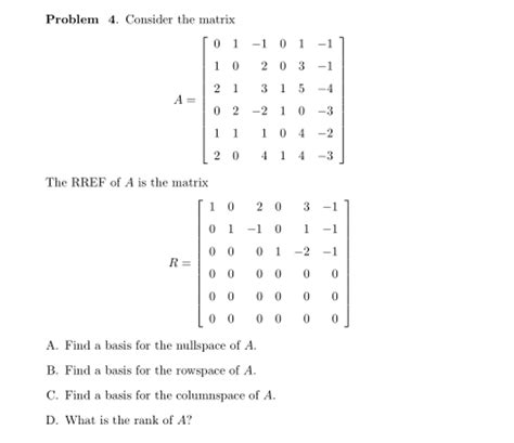 solved consider the matrix a [0 1 1 0 1 1 1 0 2 0 3 1