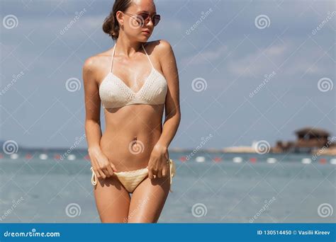 Woman Untying Swimwear Panties Stock Photo Image Of Relax Sensual