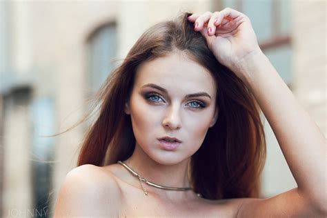 Wallpaper Face Women Model Long Hair Necklace Dress Black Hair
