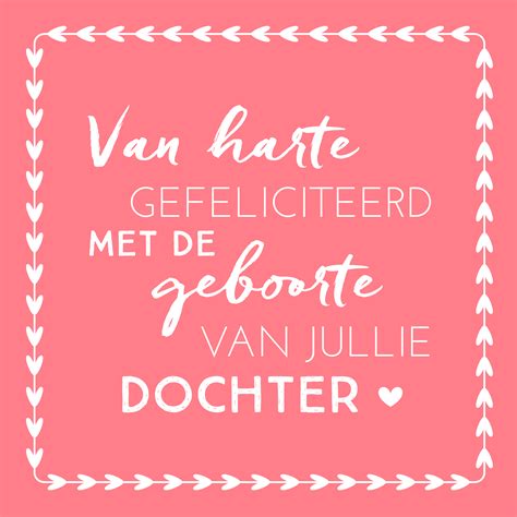 Lief Felicitatiekaartje Meisje Geboren Met Leuke Typografie Geboorte