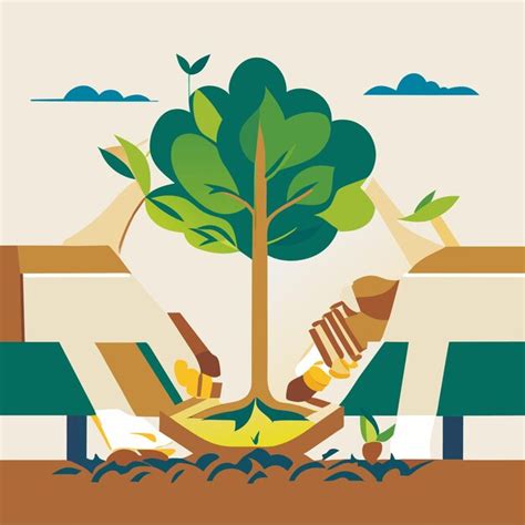 Icono de plantación de árboles de estilo plano Vector Premium