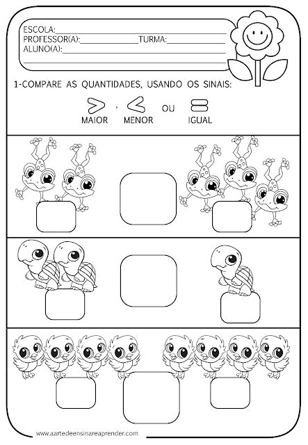 Atividade Pronta Comparando Quantidades Sinais Diy Artes E Mimos