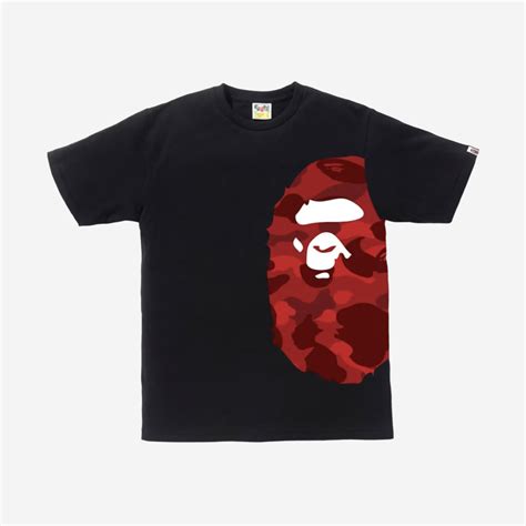 베이프 컬러 카모 사이드 빅 에이프 헤드 티셔츠 블랙 레드 BAPE KREAM