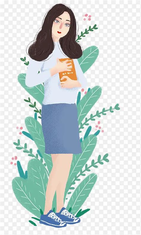 手绘世界读书日装饰插图女孩清新PNG图片素材下载 图片编号8059732 PNG素材网