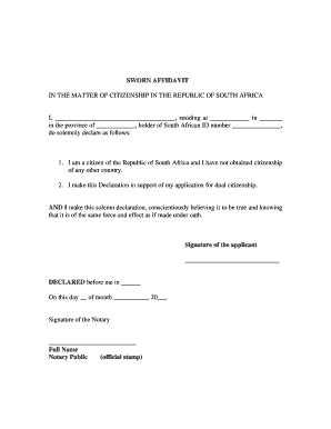 Affidavit Template South Africa Fill Online Printable Fillable