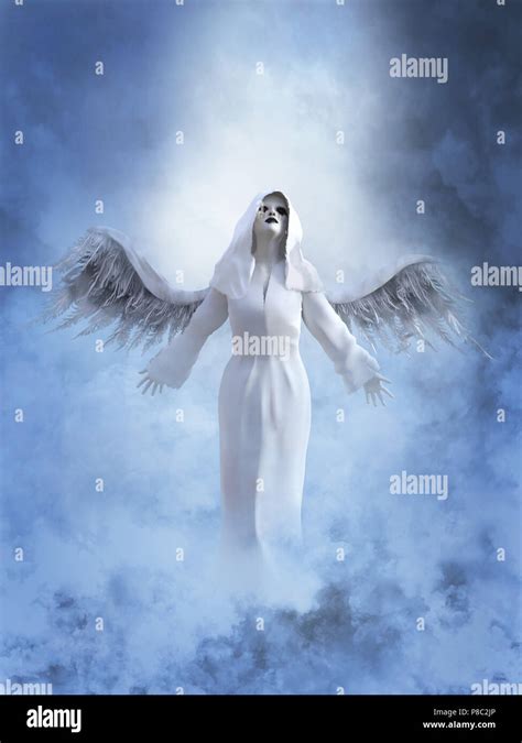 Un Ngel Blanco Con Sus Alas Extendidas D Rendering Ella Est