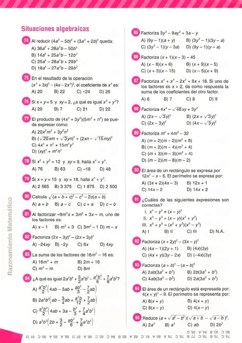 Productos Notables Ejercicios Resueltos Razonamiento Algebraico