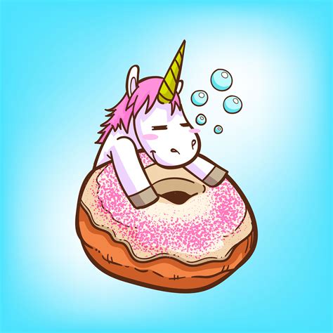 Kawaii Unicorn Donut Drawing