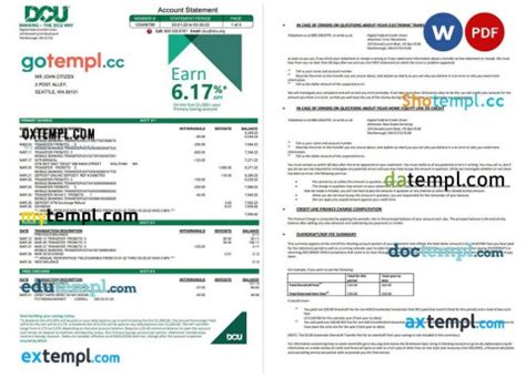 USA Massachusetts Digital Federal Credit Union DCU Bank Statement