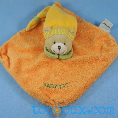 Toodoux Sp Cialiste En Sos Doudou Ours Carr Plat Orange Baby Nat