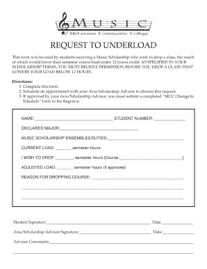 Fillable Online Mclennan Request To Underload Form V1 Pmd Mclennan
