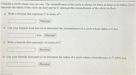 Solved Consider A Circle Whose Size Can Vary The Chegg