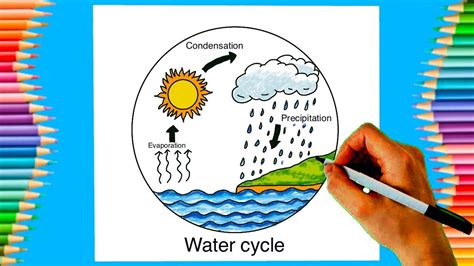 How To Draw Water Cycle Drawing In Step By Step YouTube