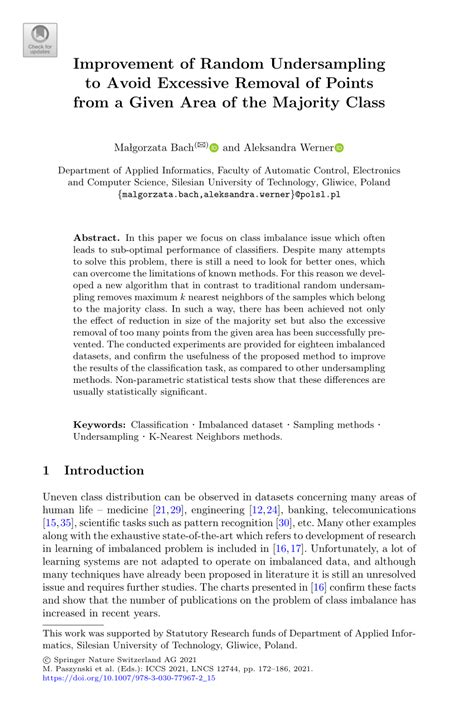 pdf improvement of random undersampling to avoid excessive removal of points from a given area