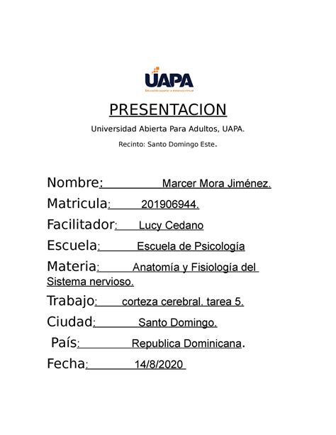 Anatomia Y Fisiologia Del Sistema Nervioso Tarea 5 PRESENTACION