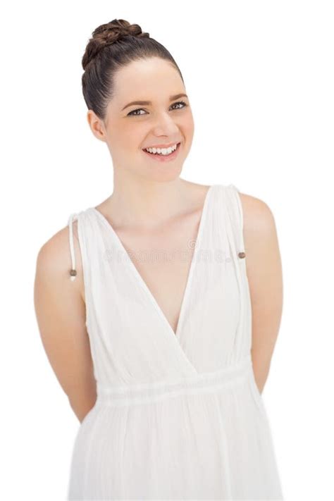 Natural Model In White Dress Posing Stock Image Image Of Clean Fresh 33279663