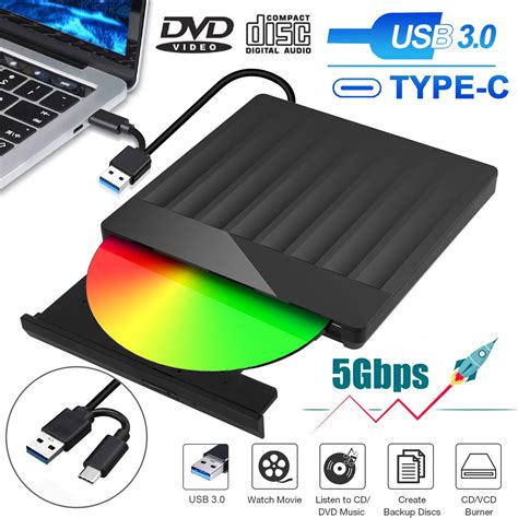 Eeekit External Cd Dvd Drive Burner Usb Type C Portable Cd Dvd Rom