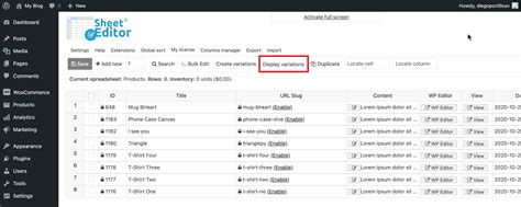 Woocommerce How To Bulk Edit Variation Prices Wp Sheet Editor