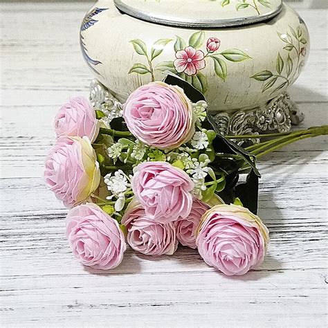 10 tusen lager av liten kamelia konstgjord blombukett diy hem bröllop