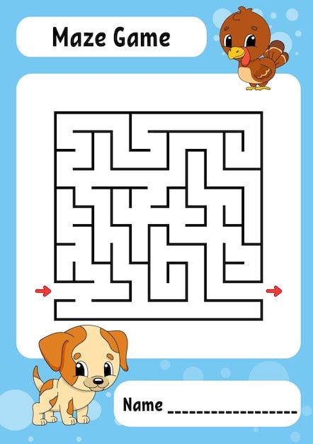 Quadratisches labyrinth spiel für kinder lustiges labyrinth