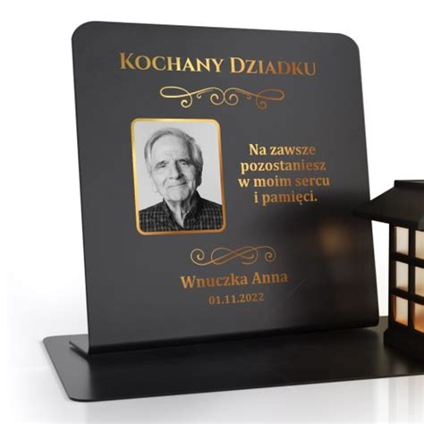 Lampion znicz solarny ze zdjęciem na grób dziadka Wspomnienie Net