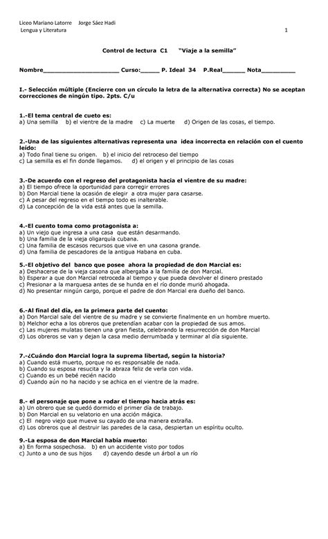 Examen ecoge Viaje a La Semilla Liceo Mariano Latorre Jorge Sáez Hadi