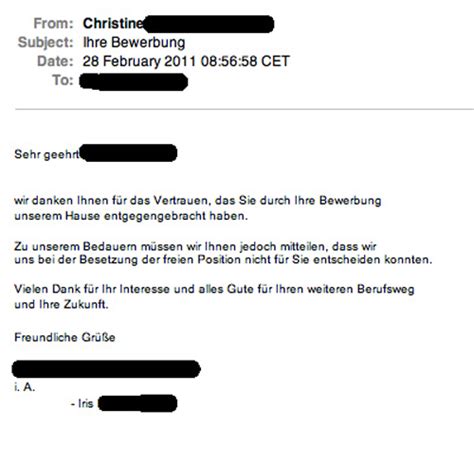 Wir Bedauern und Viel Glück Ablehnungsschreiben wir haben uns nicht