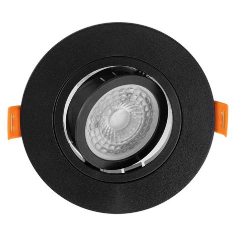 Spot de Embutir Redondo Preto MR16 Dicroica Direcionável Plano 10cm