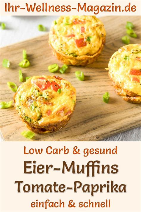 Low Carb Eiermuffins mit Tomaten und Paprika gesundes Rezept fürs