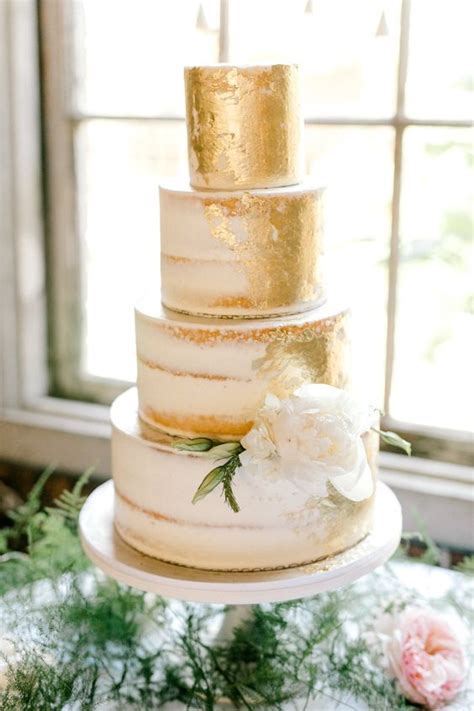 66 Glamorous Gold Leaf Wedding Cakes Weddingomania
