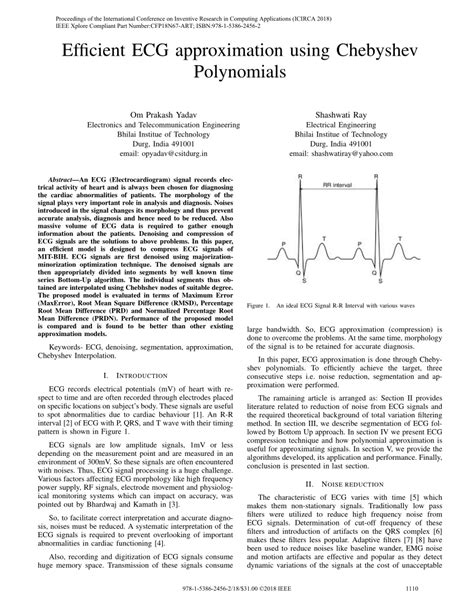 pdf efficient ecg approximation using chebyshev polynomials