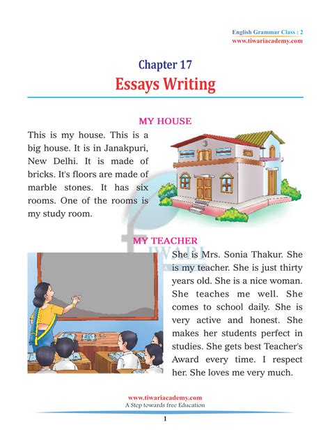 Class 2 English Grammar Chapter 17 Essays Writing For 2022 2023